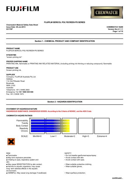 screen printing ink - FUJIFILM Australia