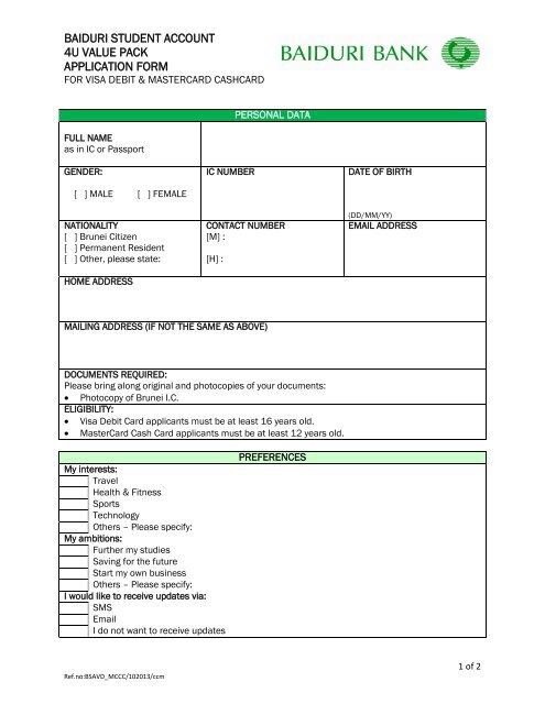 Download Form - Baiduri Bank