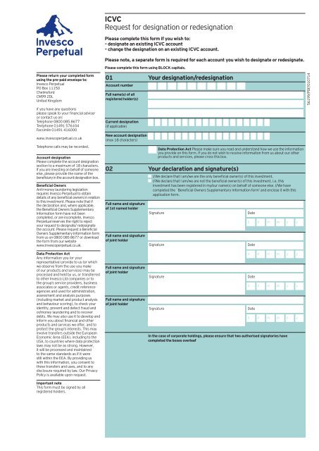 ICVC Request for Designation Form - Invesco Perpetual