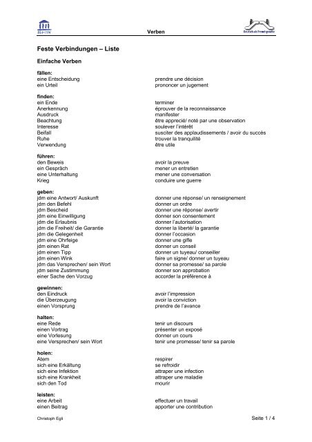 Feste Verbindungen – Liste