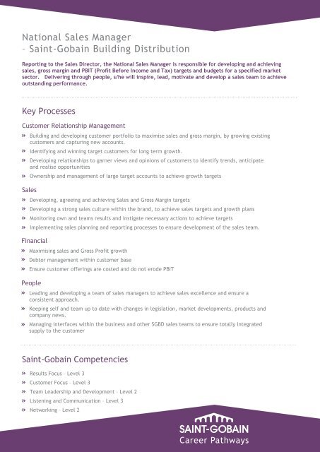 National Sales Manager – Saint-Gobain Building Distribution