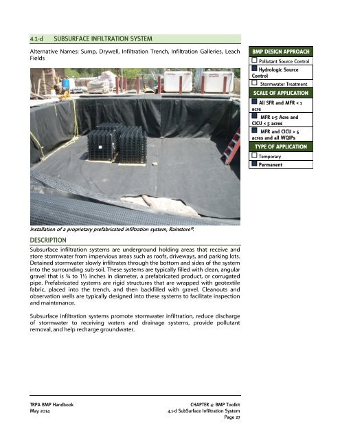 4.1-d SUBSURFACE INFILTRATION SYSTEM ... - Tahoe BMP