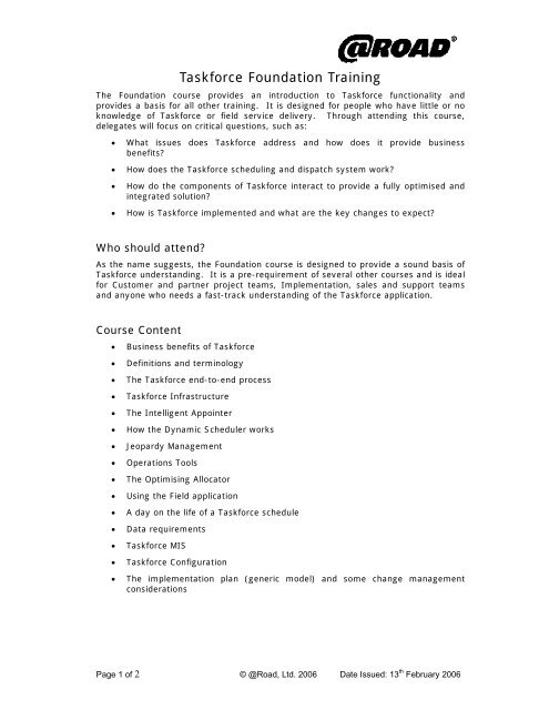 Taskforce Foundation course outline (PDF)