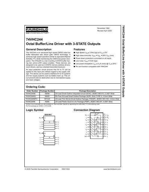 74VHC244 Octal Buffer/Line Driver with 3-STATE Outputs