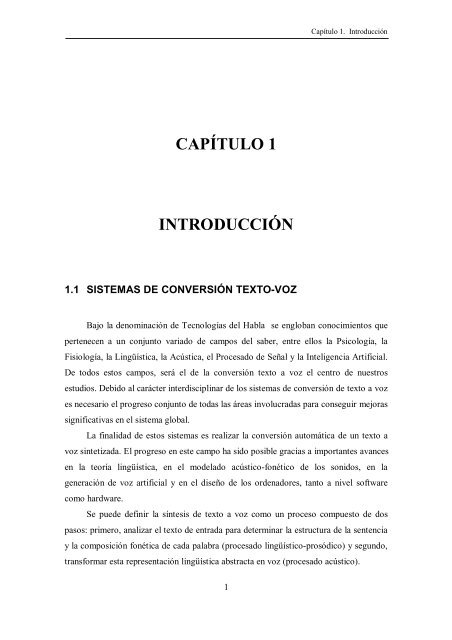 CAPÍTULO 1 INTRODUCCIÓN - Grupo de Tecnología del Habla