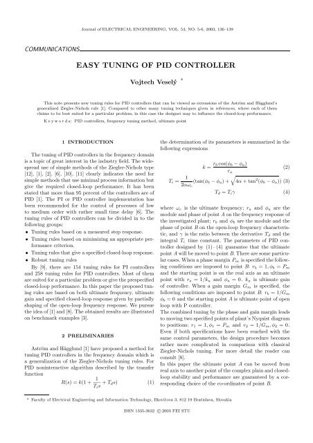 EASY TUNING OF PID CONTROLLER