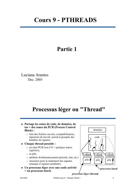 Cours 9 - PTHREADS