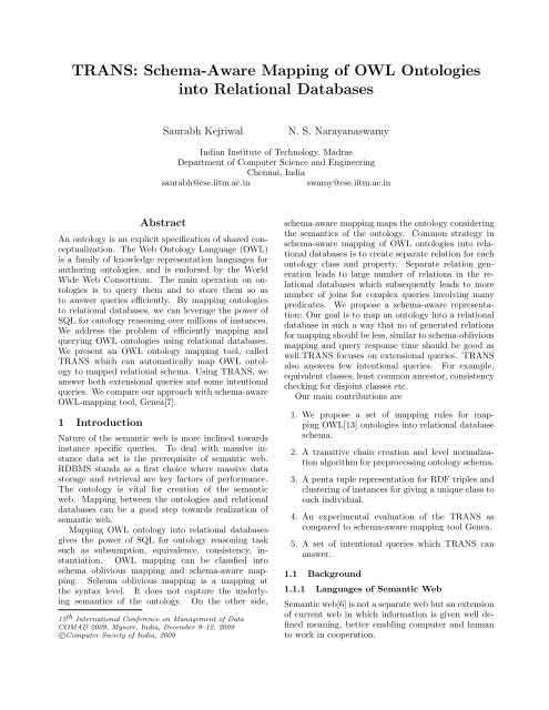 TRANS: Schema-Aware Mapping of OWL Ontologies into Relational ...
