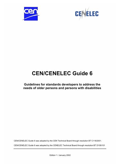 CEN/CENELEC Guide 6 - Edition 1 of 2002