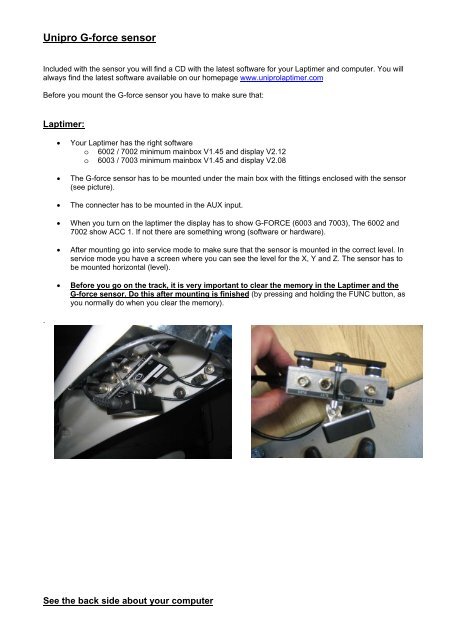 Unipro G-force sensor