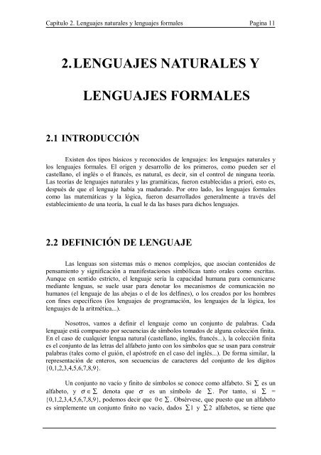 2. LENGUAJES NATURALES Y LENGUAJES FORMALES
