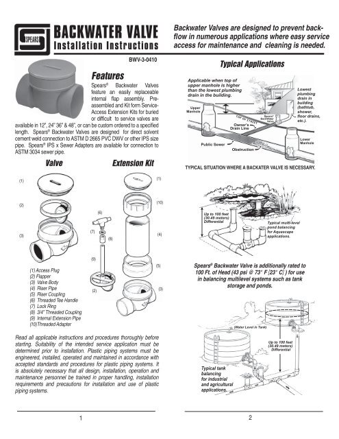 BACKWATER VALVE Installation Instructions - Drainage Solutions ...