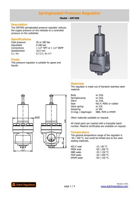 Springloaded Pressure Regulator - IMPCO-Metall GmbH