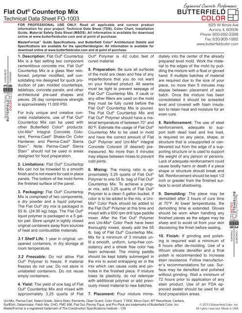 Technical Data Sheet - Butterfield Color