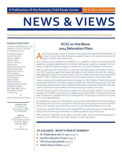 News & Views â Summer 2013 - Kennedy Child Study Center