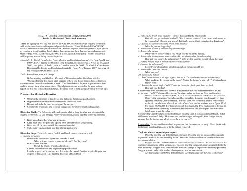 Studio 2: Mechanical Dissection - Singhose