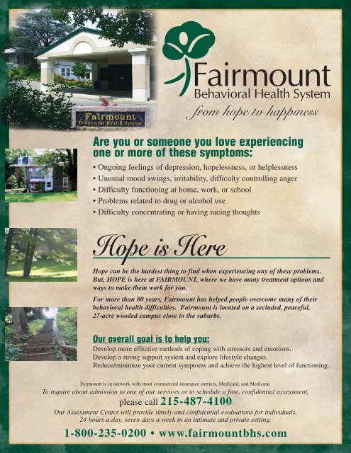 Hospital Information Sheet - Fairmount Behavioral Health System