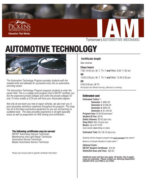 Automotive Technology - Pickens Technical College
