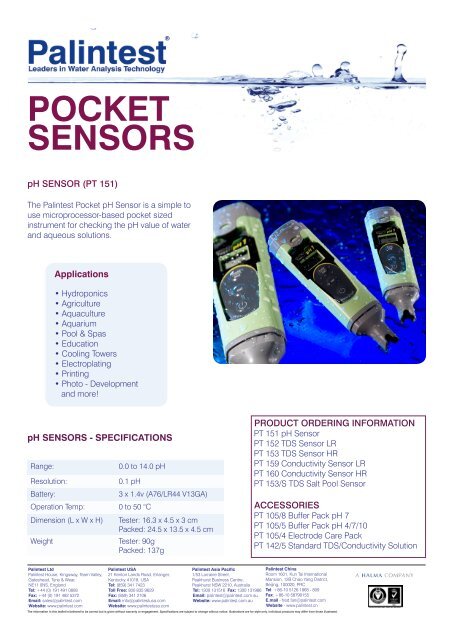 POCKET SENSORS - Palintest