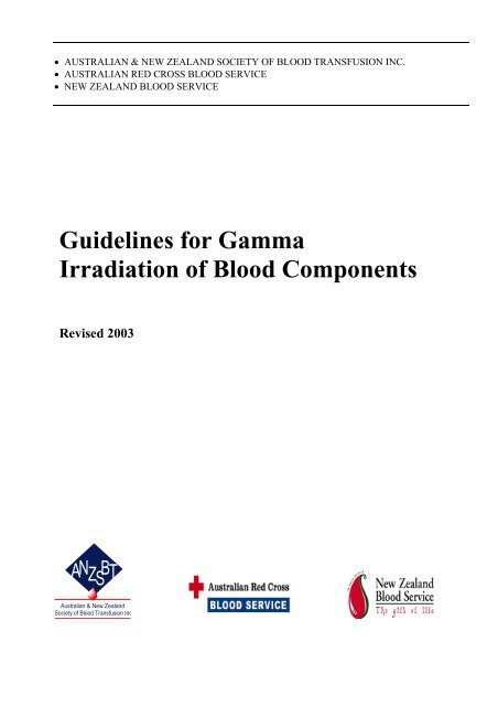 Guidelines for Gamma Irradiation of Blood Components - Australian ...
