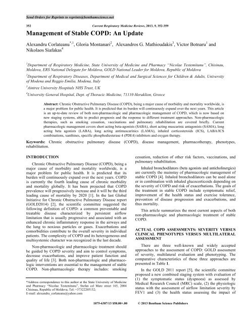 Management of Stable COPD: An Update