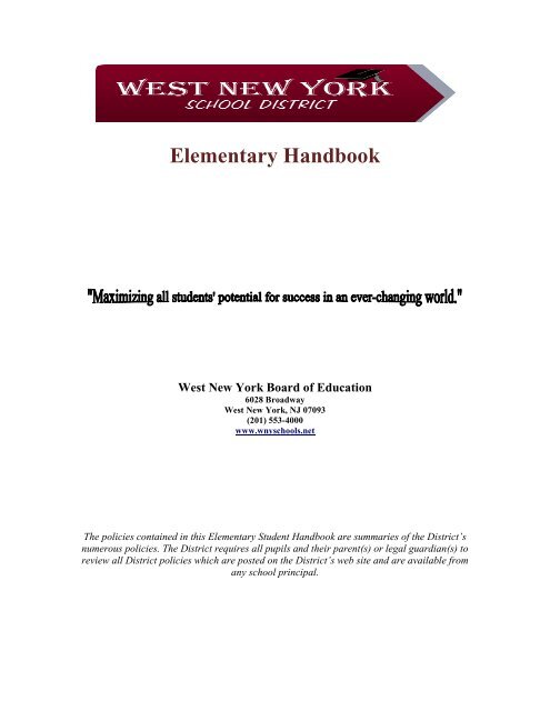 Elementary Handbook - West New York School