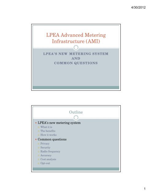LPEA Advanced Metering Infrastructure (AMI)