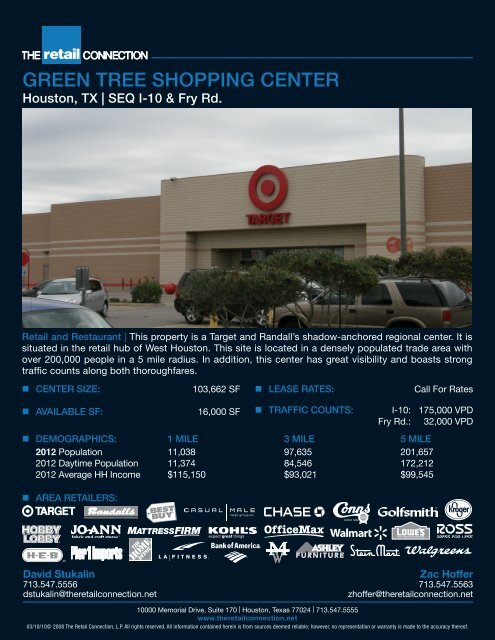 GREEN TREE SHOPPING CENTER - The Retail Connection