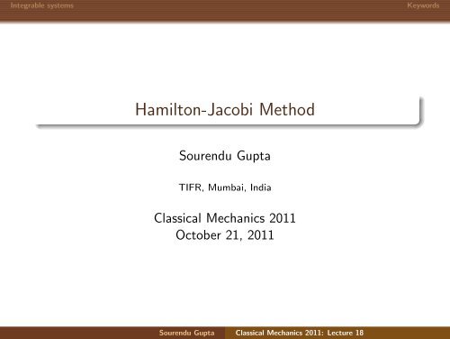 Hamilton-Jacobi Method
