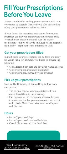 Fill Your Prescriptions Before You Leave - The University Of Kansas ...