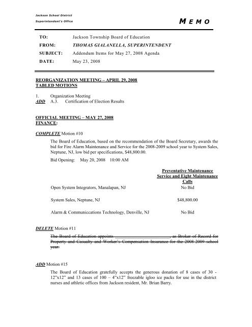 Board memo format - Jacksonsd.org