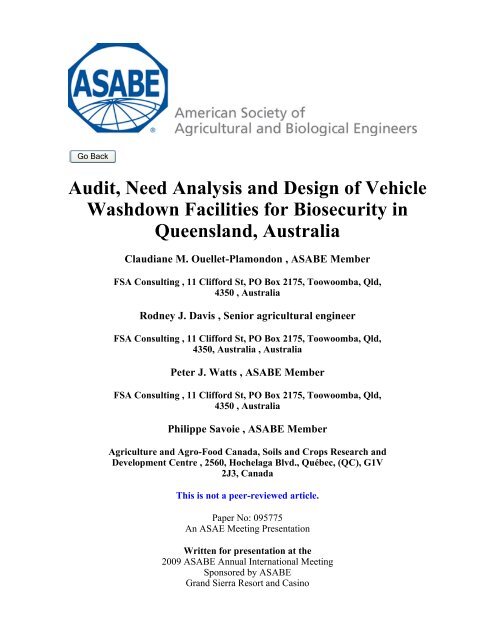 Audit, Need Analysis and Design of Vehicle ... - FSA Consulting