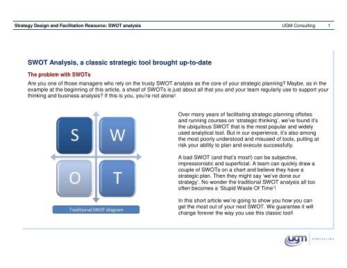 An Enhanced SWOT Analysis - UGM Consulting