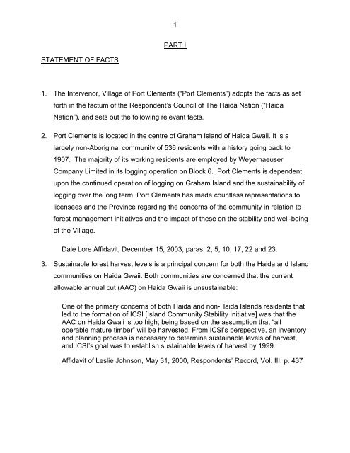 PART I - Union of British Columbia Indian Chiefs