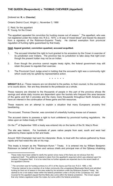 THE QUEEN (Respondent) v. THOMAS CHEVRIER (Appellant)