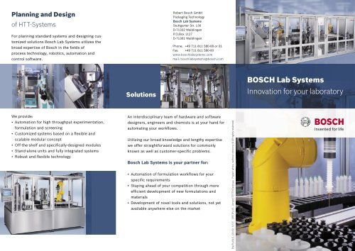 BOSCH Lab Systems Innovation for your laboratory - European ...
