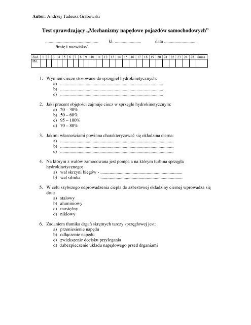 Test w wersji do wydrukowania - plik pdf - Interklasa