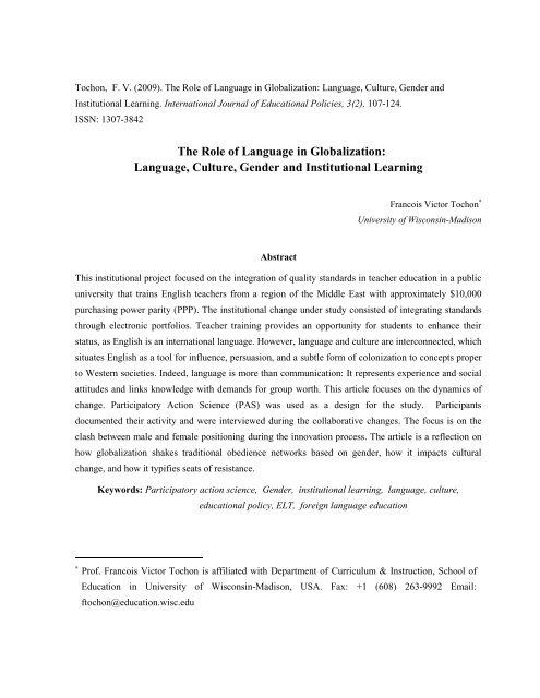 The Role of Language in Globalization: - Journal Main Page - icpres