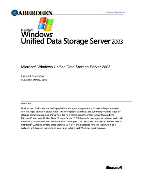 Microsoft Windows Unified Data Storage Server 2003 - Aberdeen