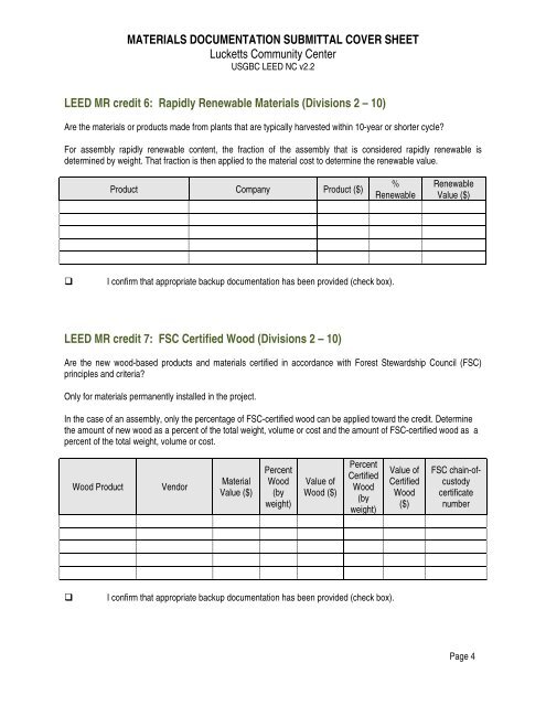 MATERIALS DOCUMENTATION S
