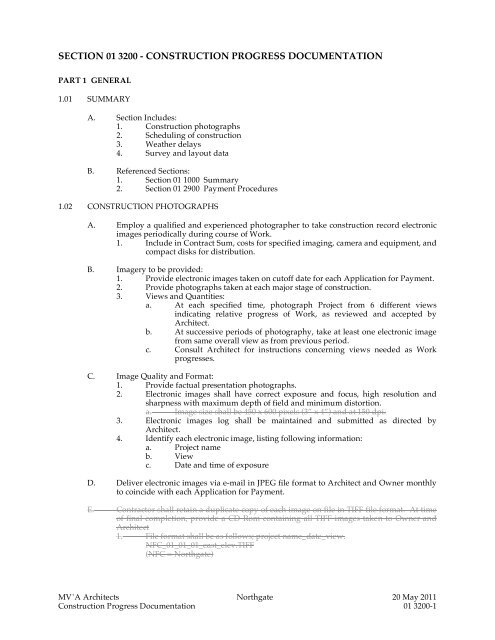 section 01 3200 - construction progress documentation