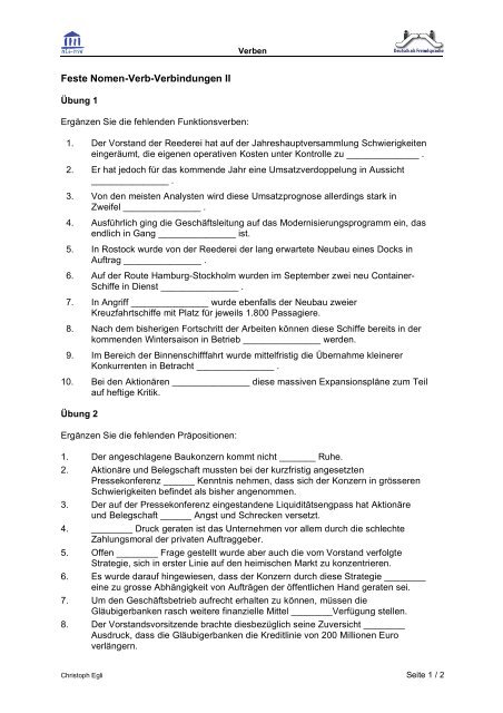 Feste Nomen-Verb-Verbindungen II