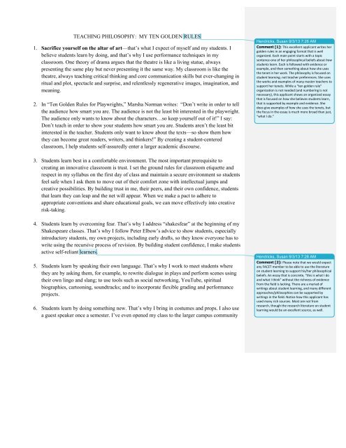 Application Example - Faculty Colloquium on Excellence in Teaching