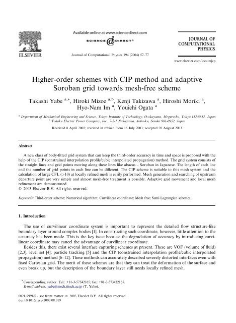 Higher-order schemes with CIP method and adaptive Soroban grid ...