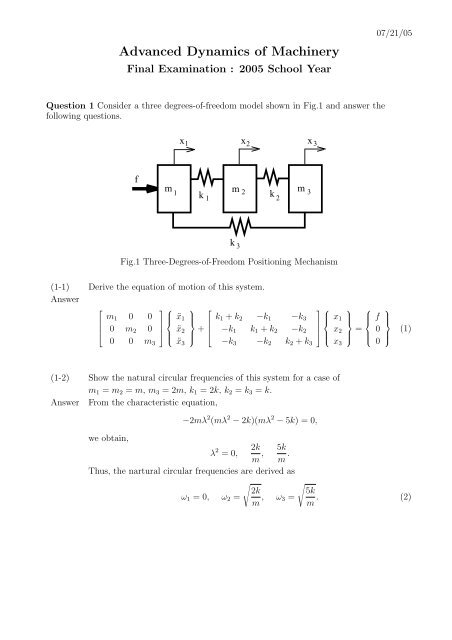 Advanced Dynamics of Machinery