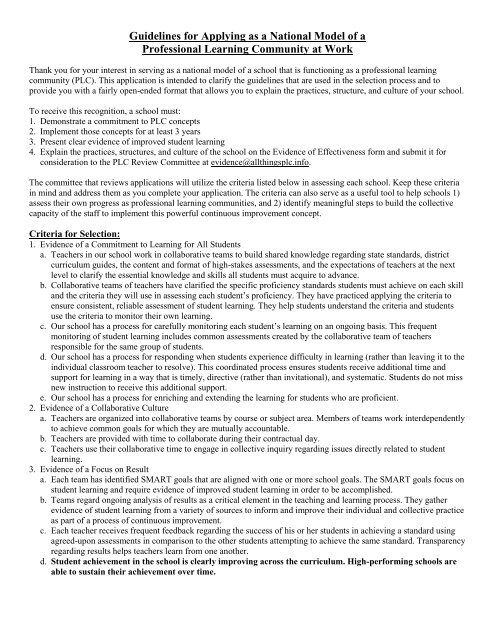 Professional Learning Community Success Stories - Things PLC