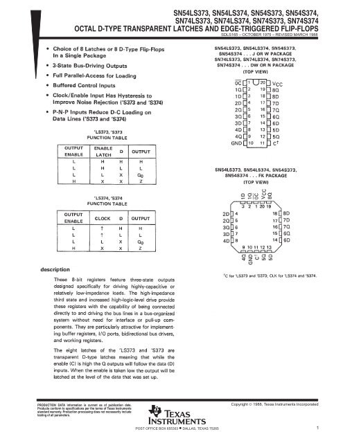 Octal D-Type Transparent Latches And EDGE-Triggered Flip-Flops