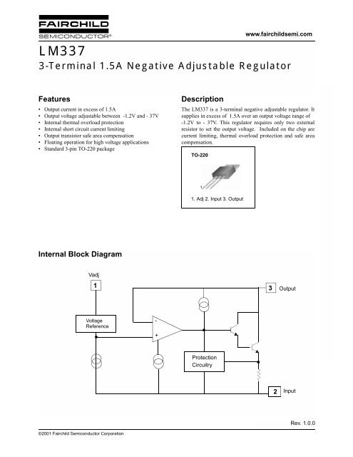 LM337 3-Terminal 1.5A Negative Adjustable Regulator
