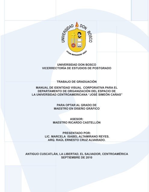 universidad don bosco vicerrectorÃ­a de estudios de postgrado ...