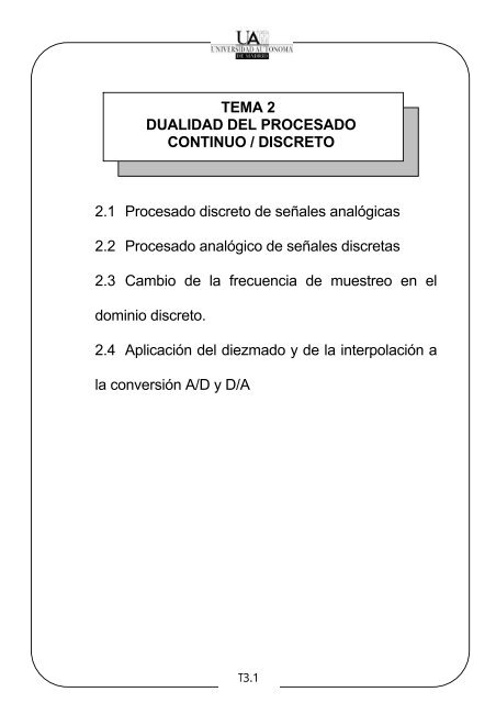 TEMA 2 DUALIDAD DEL PROCESADO CONTINUO / DISCRETO ...